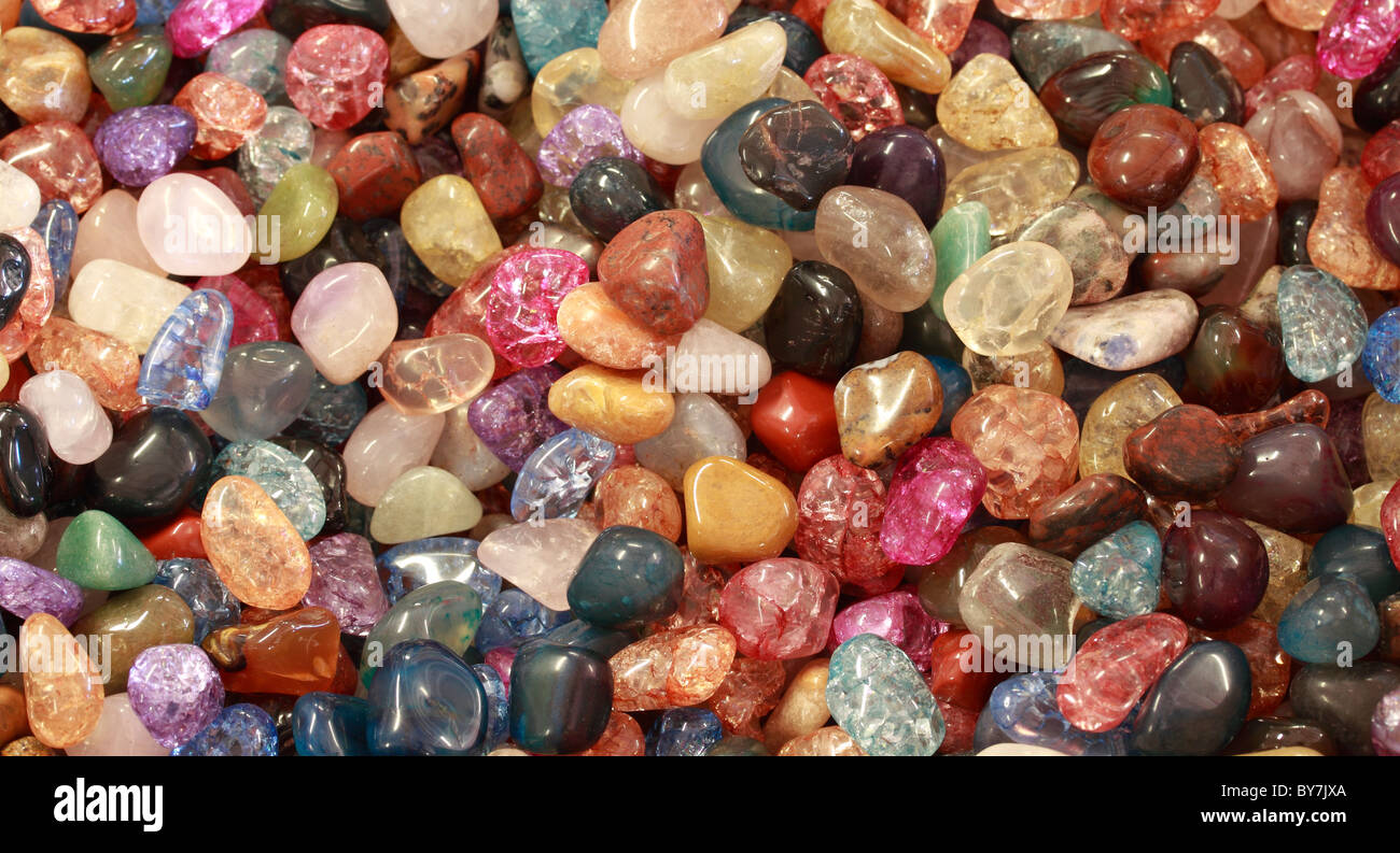 Polished stones display group mass mixed gemstones shiny pretty ...