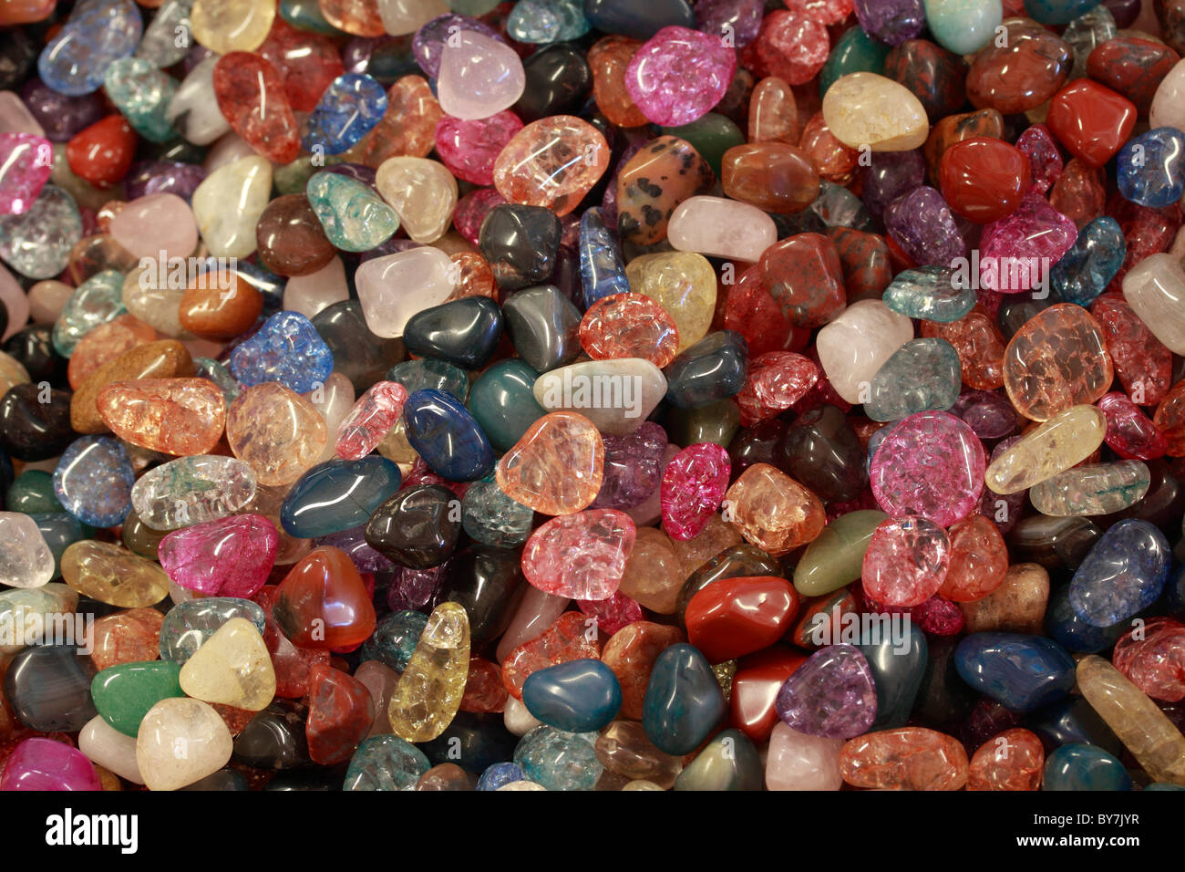 Polished stones display group mass mixed gemstones shiny pretty ...