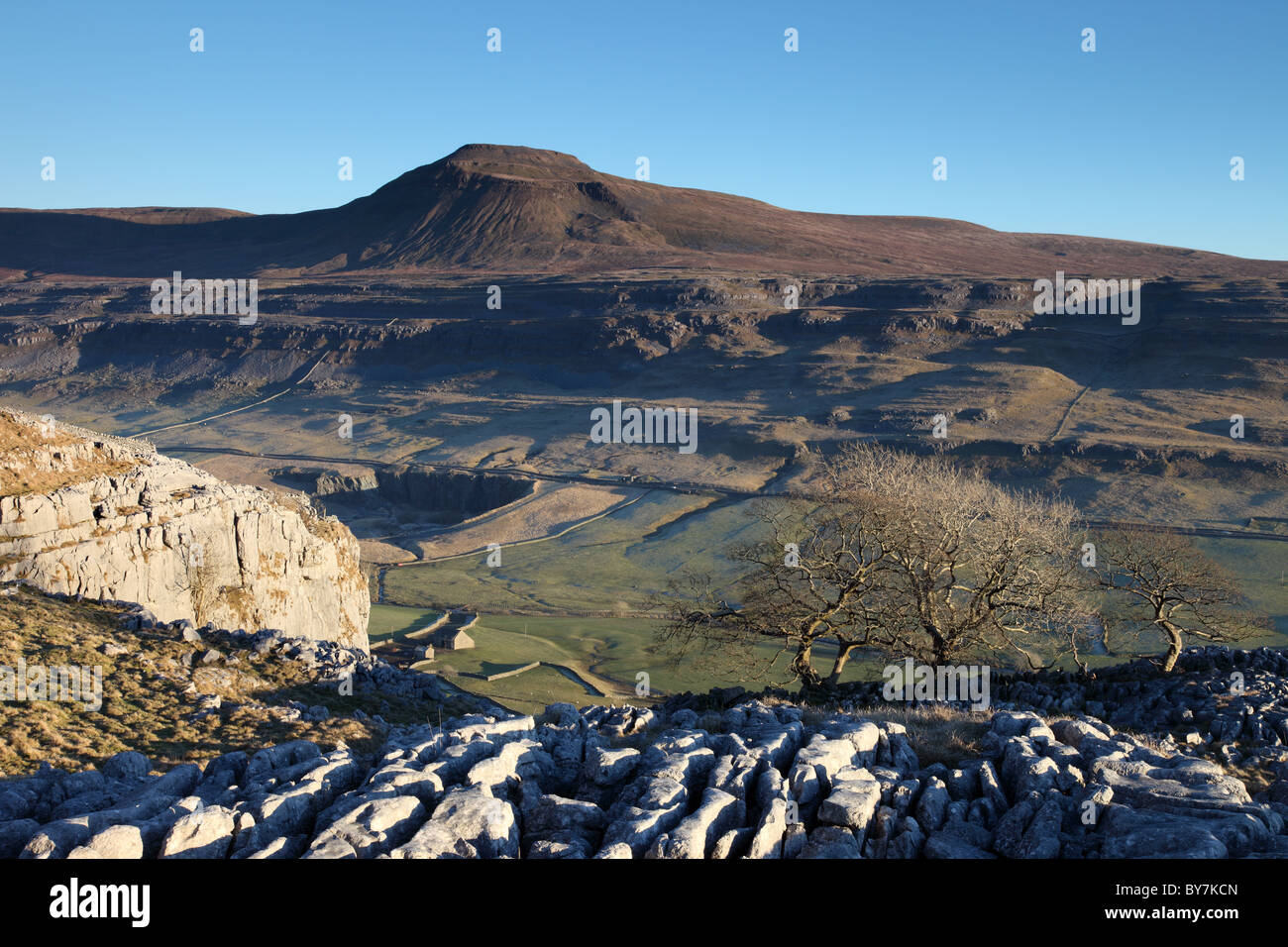 The Mountain of Ingleborough From Twisleton Scars Yorkshire Dales UK ...