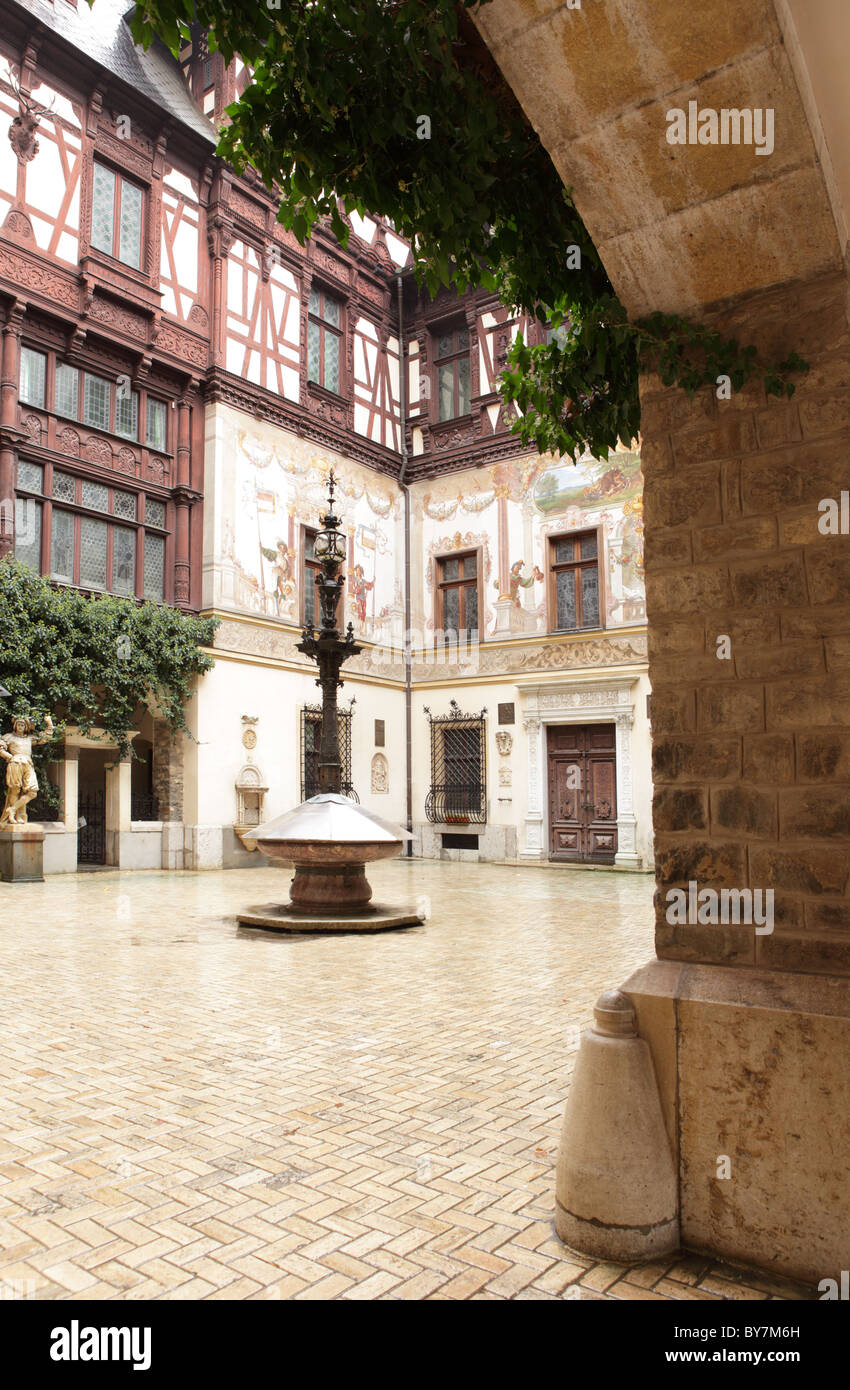 Inner court in the Peles castle, Romania Stock Photo - Alamy