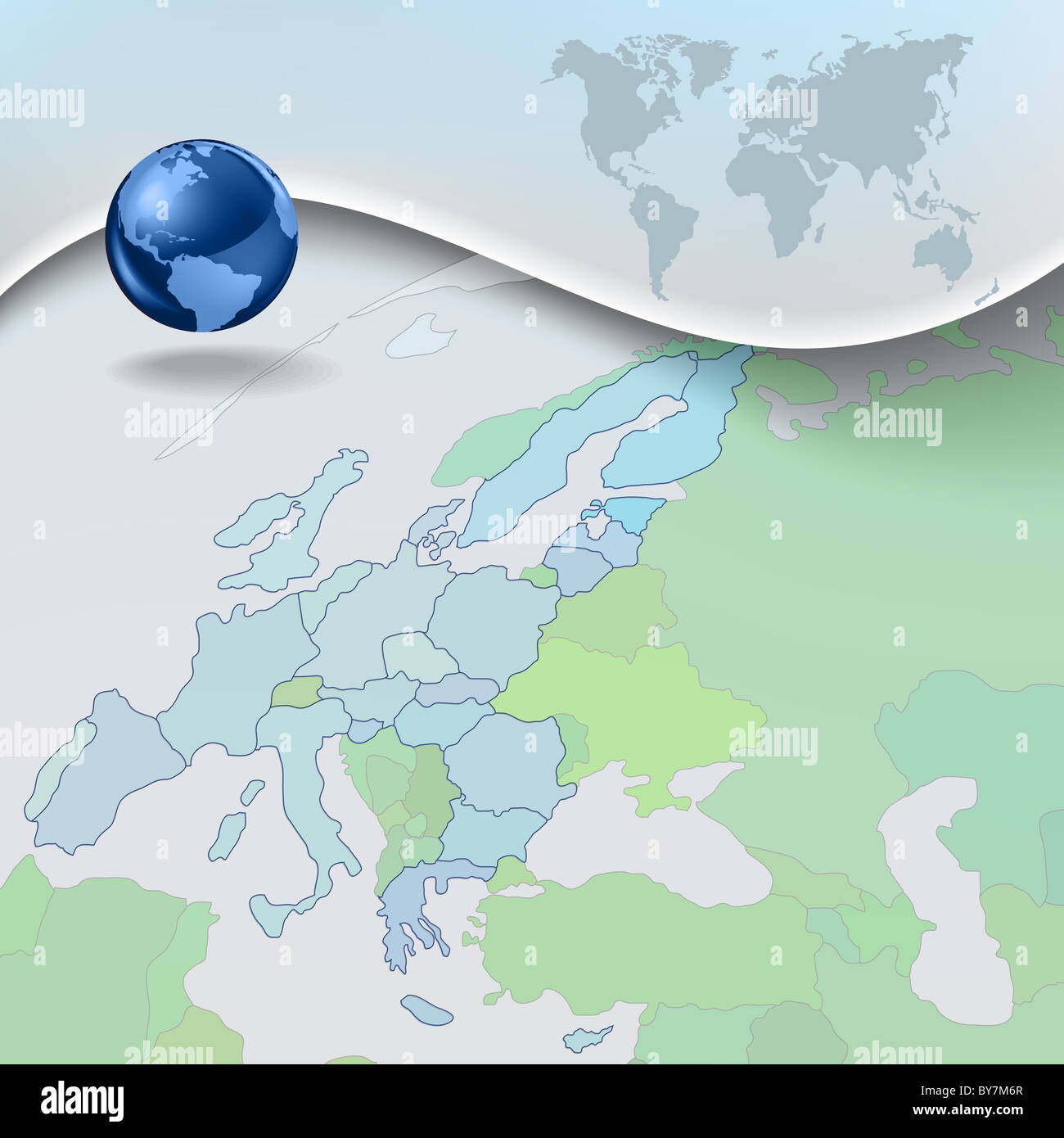 Abstract business blue background with globe and earth map Stock Photo ...