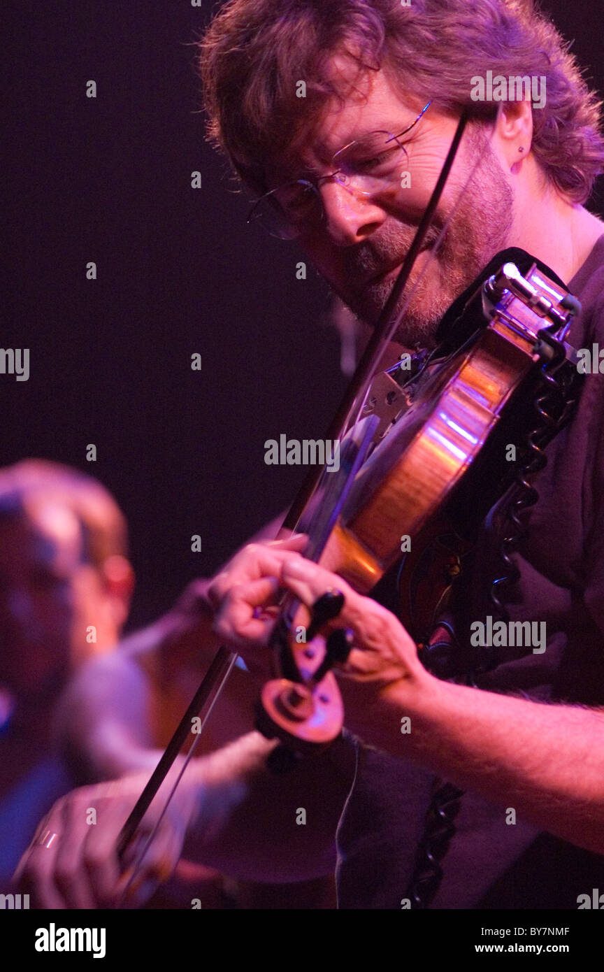 Sam Bush plays the fiddle live in concert at the Fox Theatre in Boulder ...
