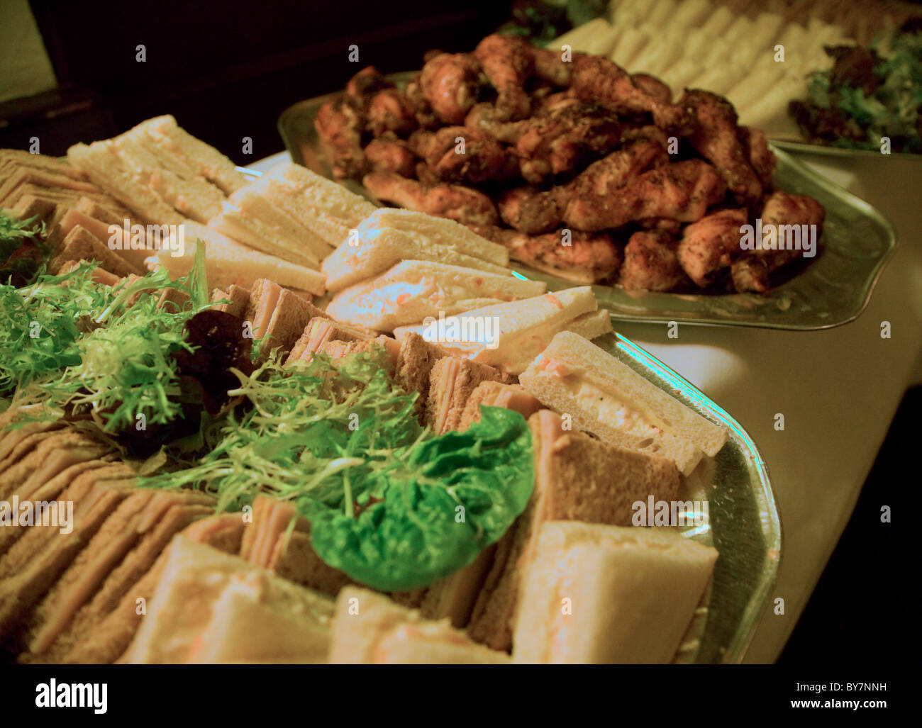 Food buffet on table in pub Stock Photo - Alamy