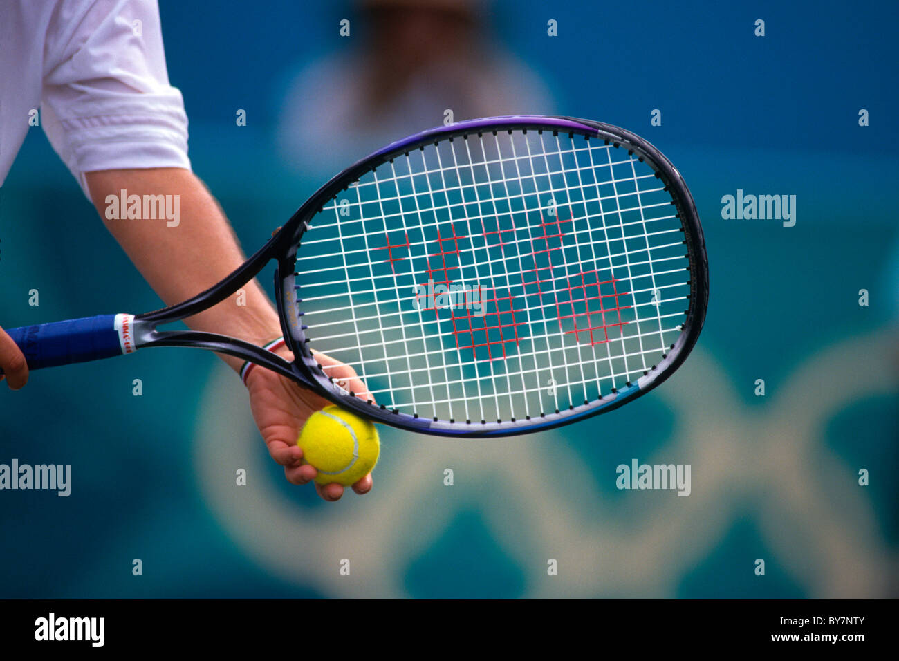 Detail of tennis racquet and ball Stock Photo - Alamy