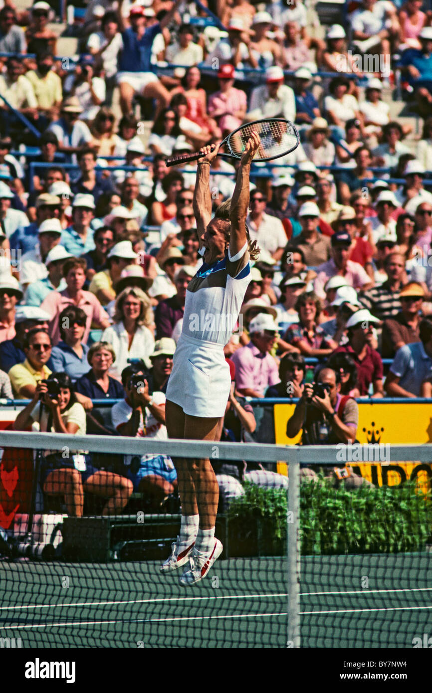 Martina Navratilova celebrates her victory at the 1983 US Open Tennis ...
