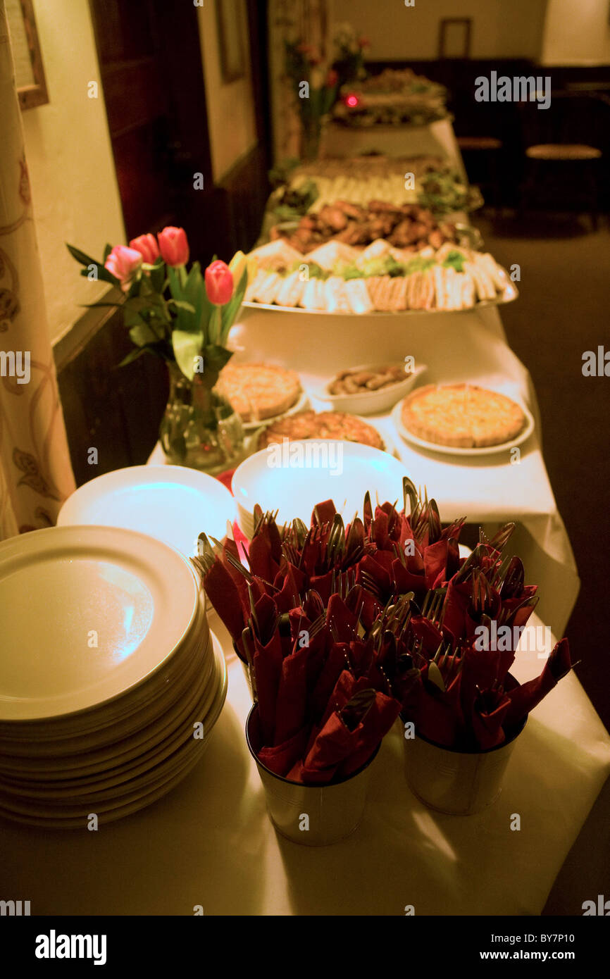 Food buffet on table in pub Stock Photo - Alamy
