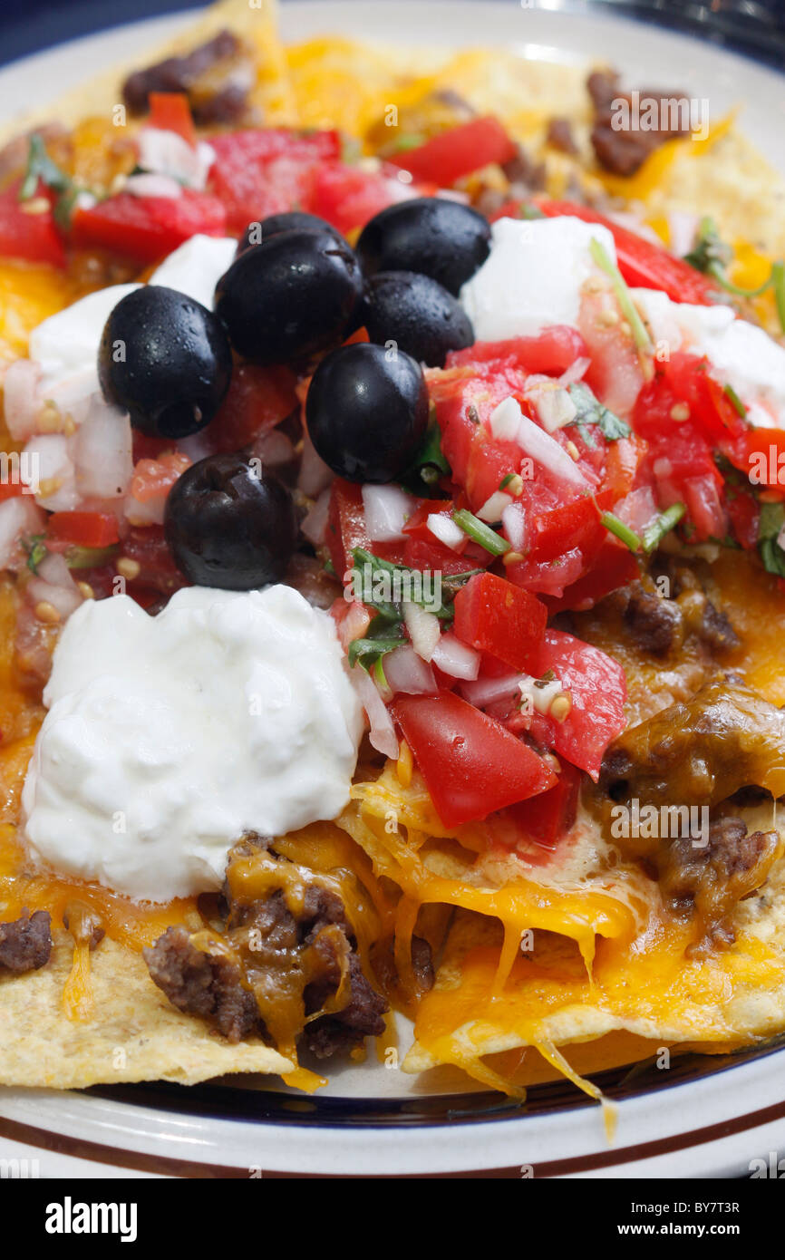 Nachos supreme with all of the fixings Stock Photo - Alamy
