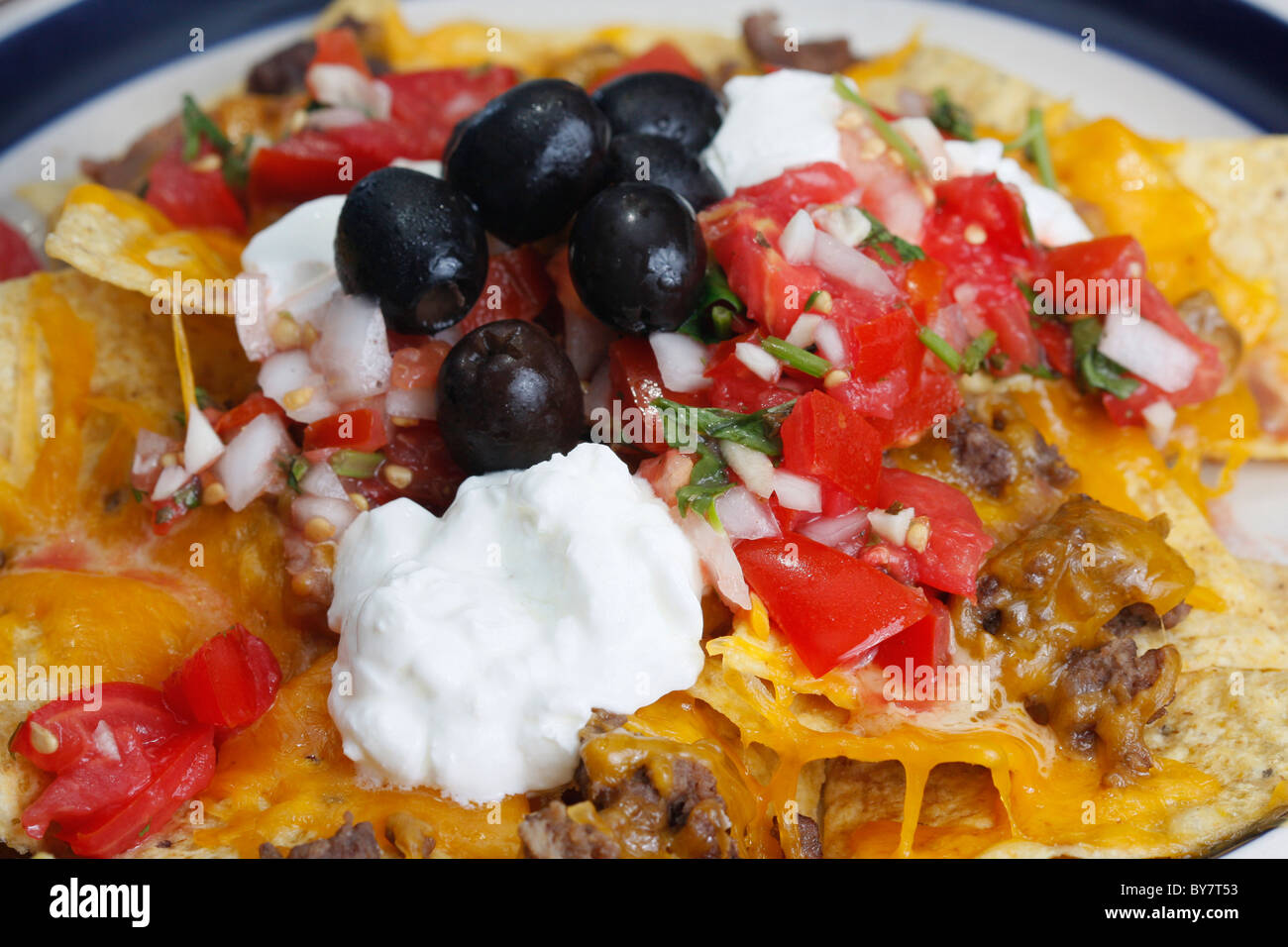 Nachos supreme with all of the fixings Stock Photo - Alamy