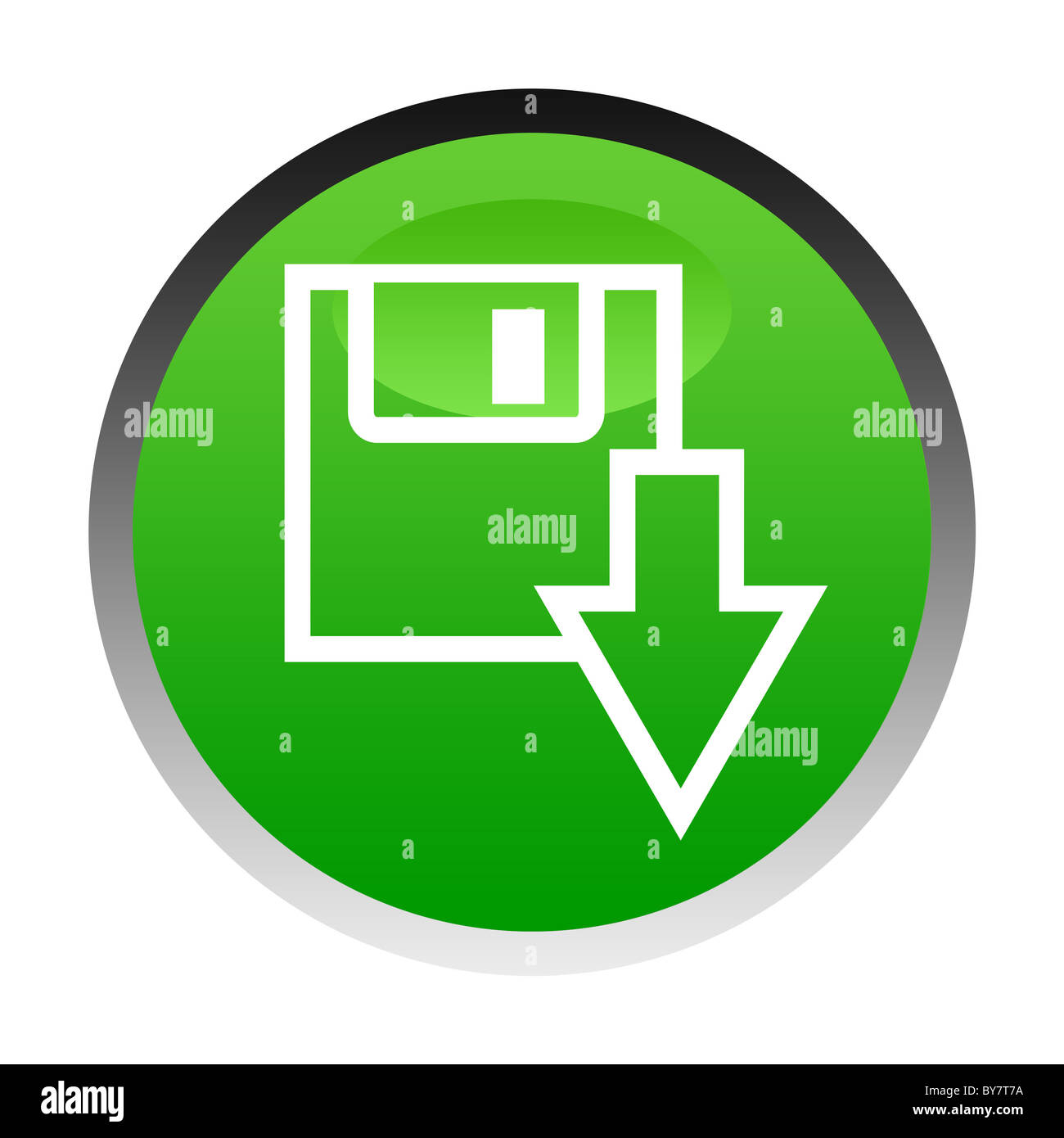 Illustration of green download button isolated on white background ...