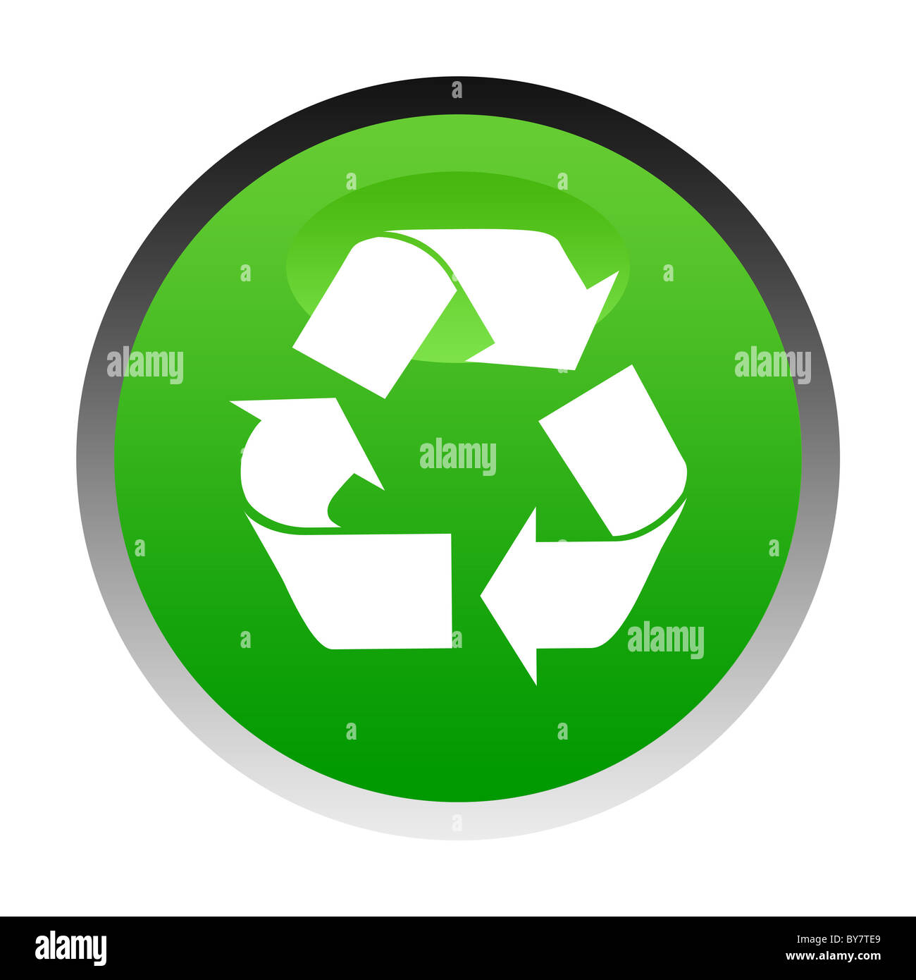 Illustration of green recycling button isolated on white background ...