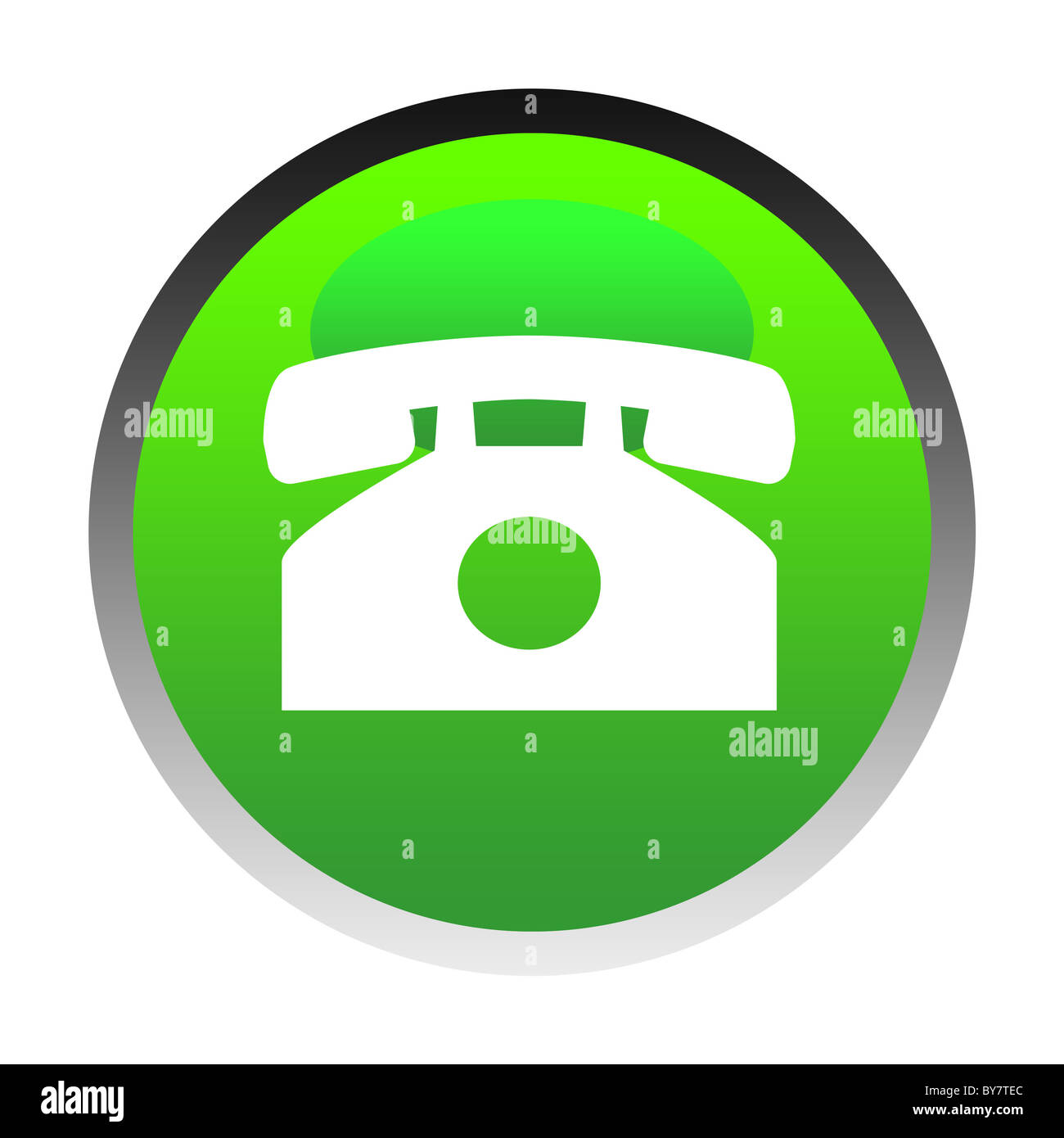 Retro green telephone button isolated on white background Stock Photo ...