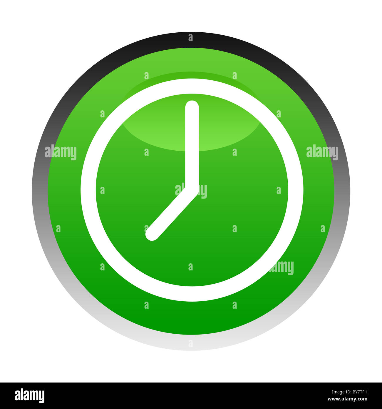 Illustration of green clock or time button isolated on white background ...