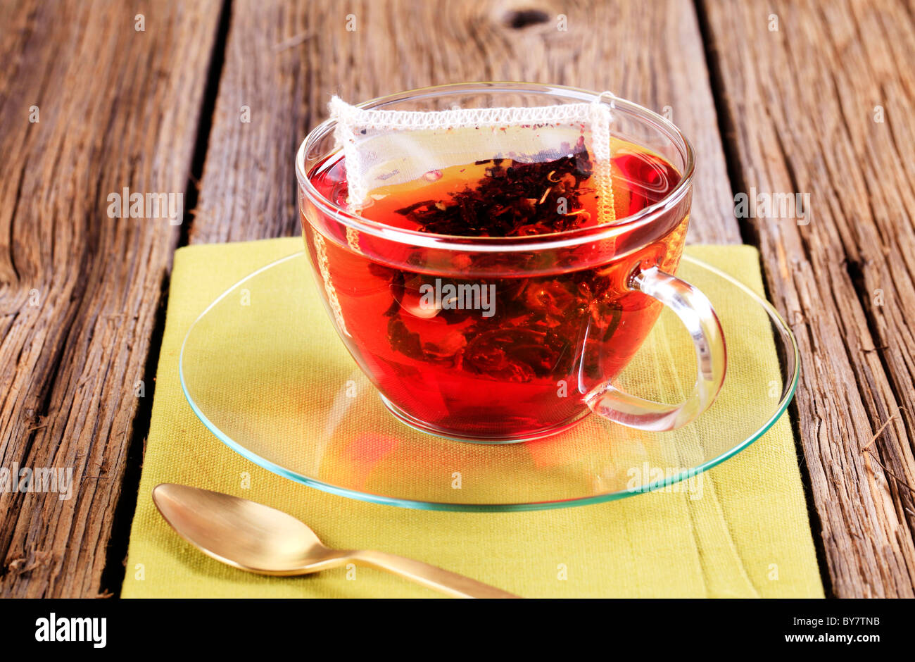 Fruit tea in a glass cup Stock Photo - Alamy