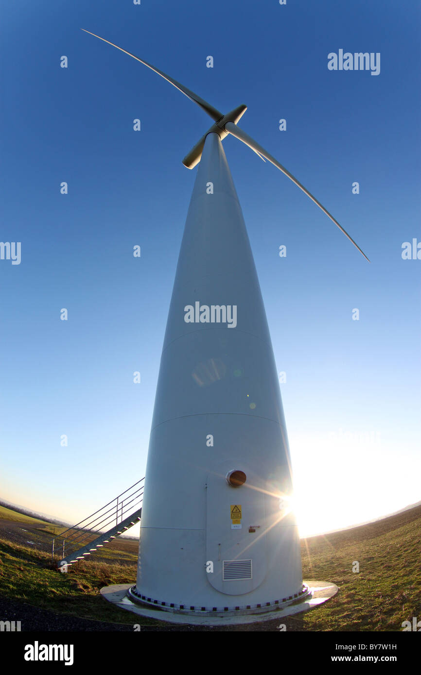 Wind turbine at Westmill co-operative wind farm near Watchfield, South ...