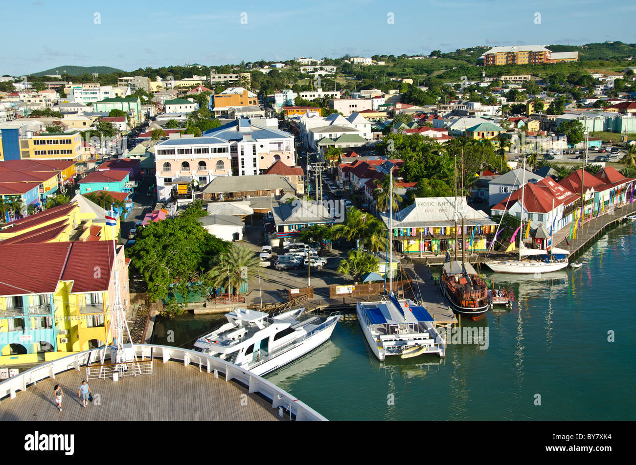 Redcliffe quay bright colors red yellow blue green tourist destination ...