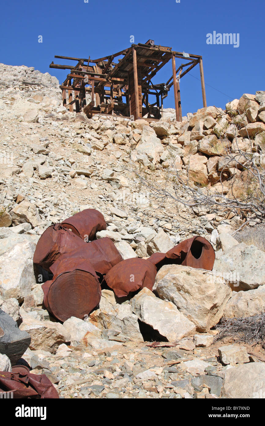 The Lost Burro Gold Mine's stamp mill in Death Valley National Park ...
