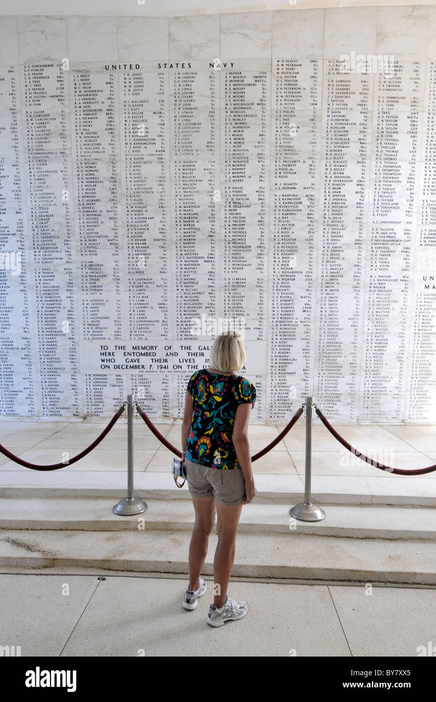 Wall listing fallen seamen USS Arizona Memorial Pearl Harbor Pacific ...