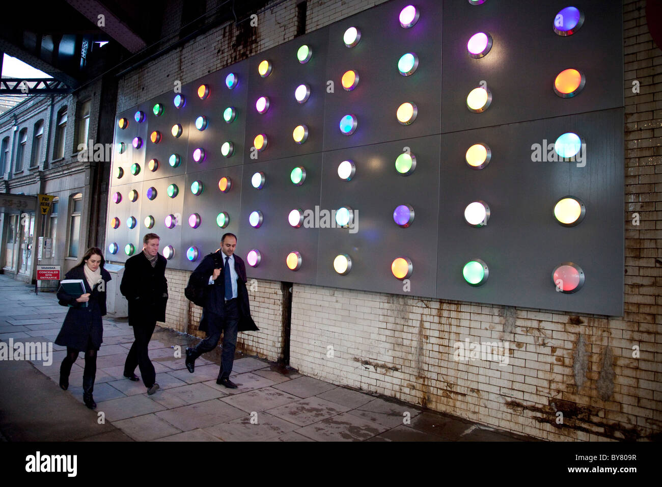 Light sculpture art installation on Southwark Street, London. This is ...