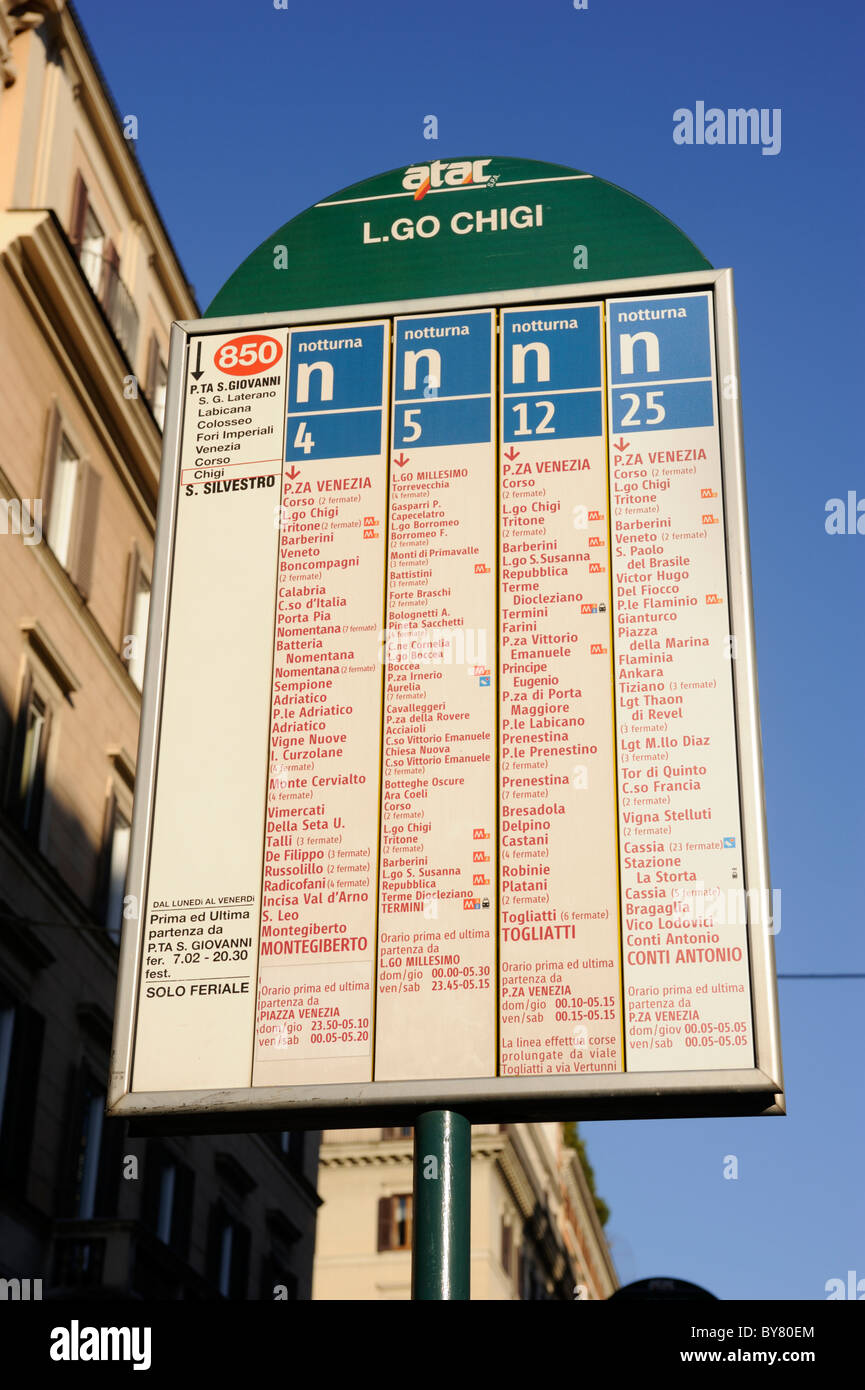 italy, rome, bus stop sign close up Stock Photo - Alamy