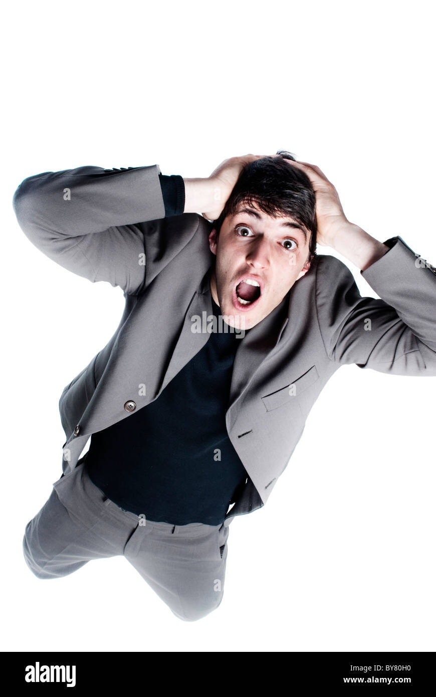 Frustrated man, elevated view Stock Photo - Alamy