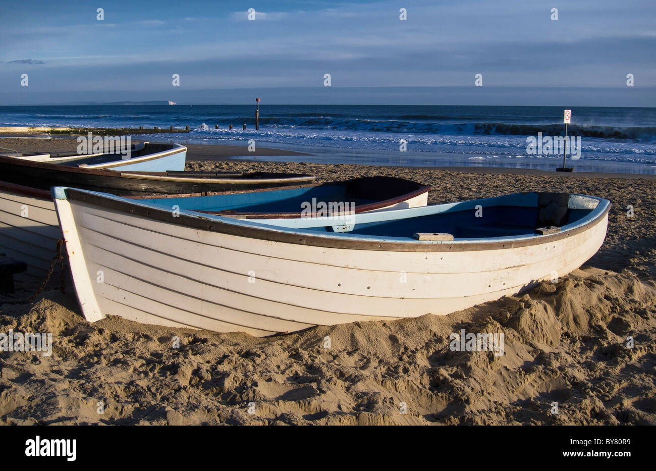 Bournemouth Beach with Fishing Boats, Dorset, UK Stock Photo - Alamy