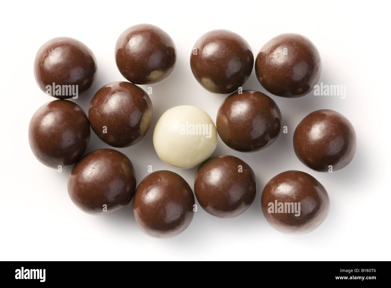 chocolate balls on white background Stock Photo - Alamy