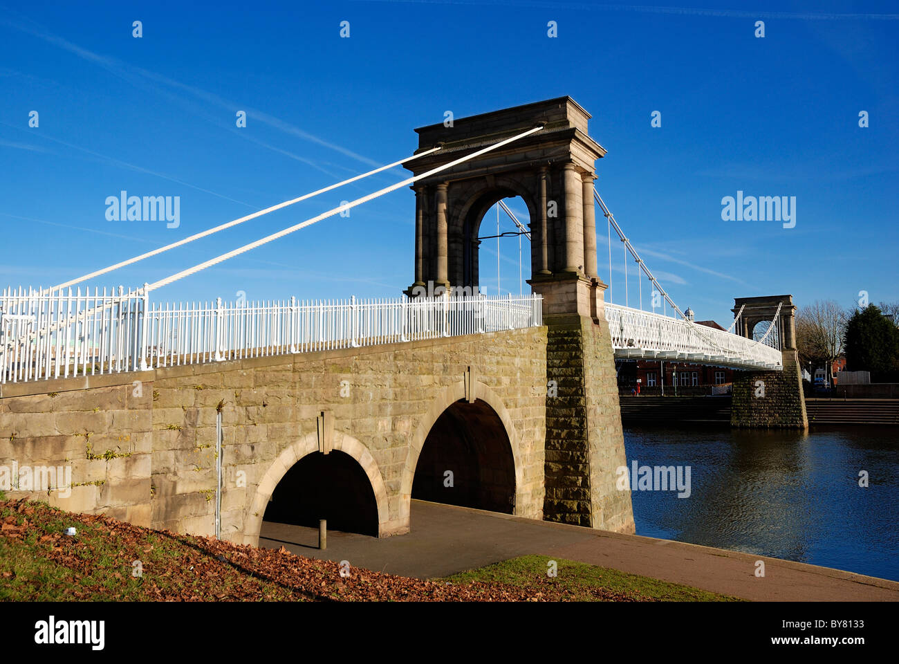 the suspension bridge river trent Nottingham england uk Stock Photo - Alamy