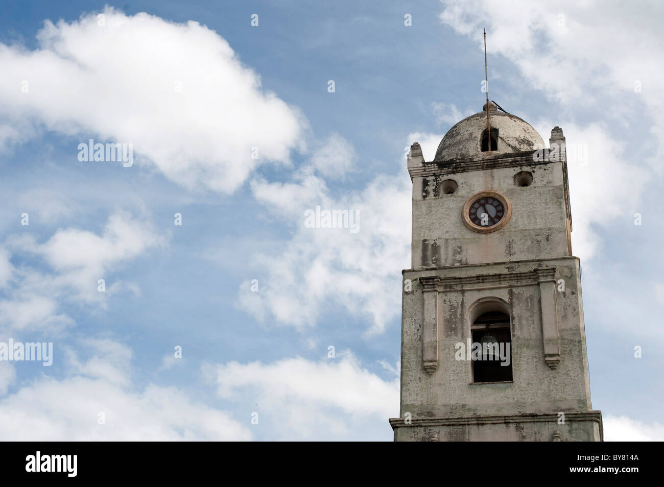 Steeple of a cuban church in Holguin Cuba with blue sky Stock Photo - Alamy