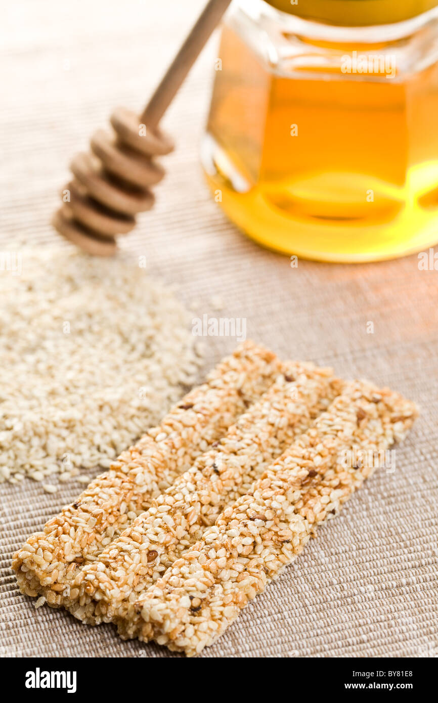 the sesame bar with honey Stock Photo - Alamy