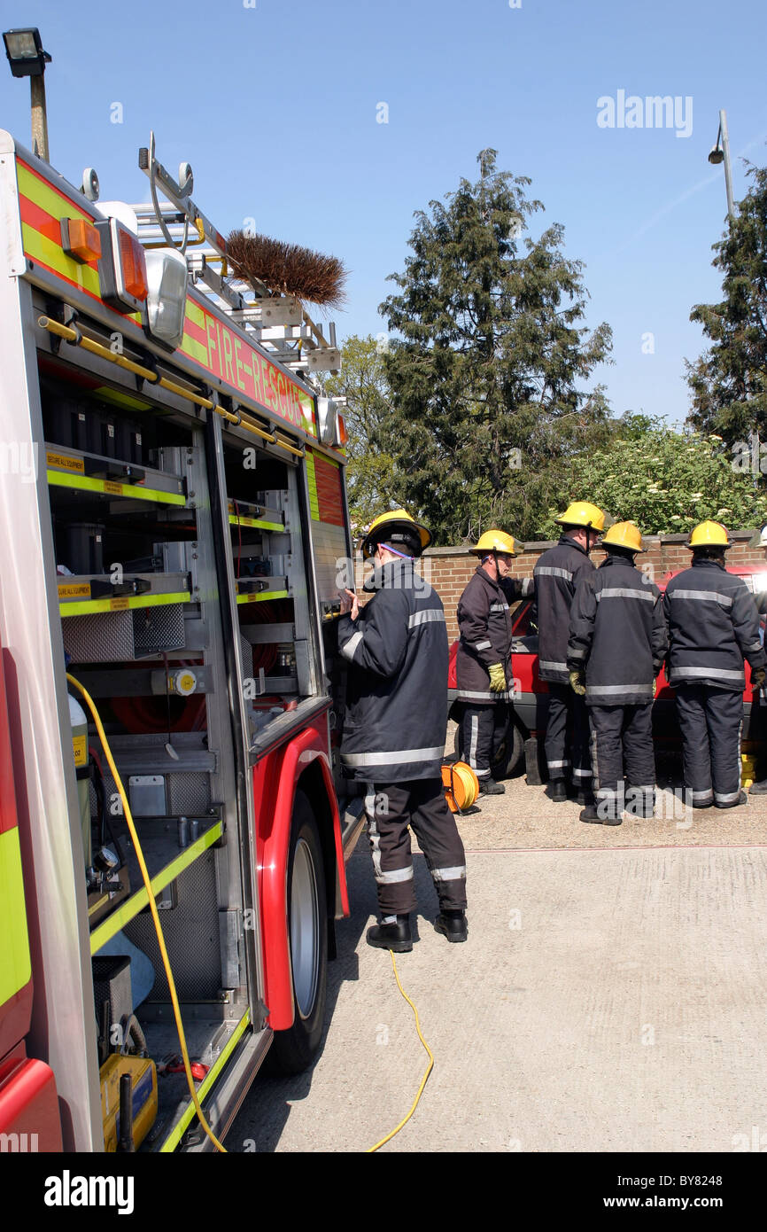 Fire crews practice extrication Stock Photo - Alamy