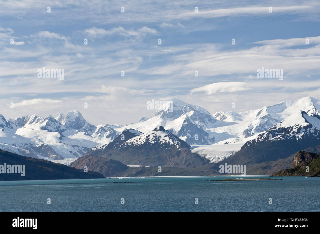 Ainsworth Bay a coastal inlet fed by the Marinelli Glacier melting snow ...