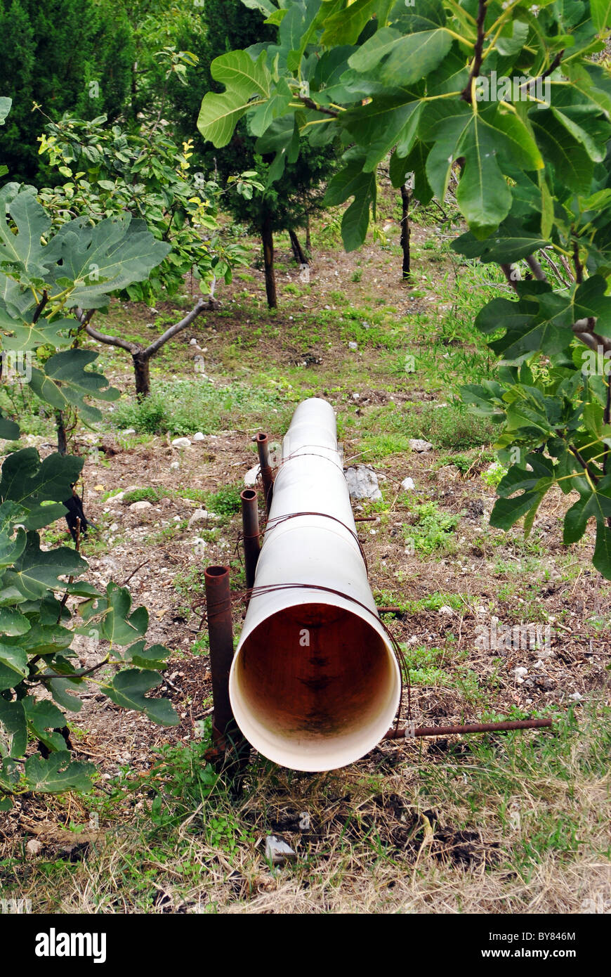 Long blue plastic pipes hi-res stock photography and images - Alamy