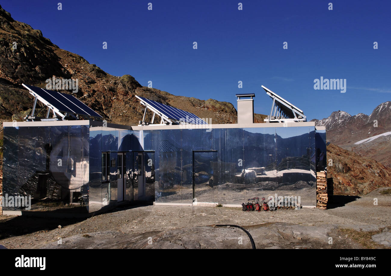 reflective steel structure with solar panels Stock Photo - Alamy