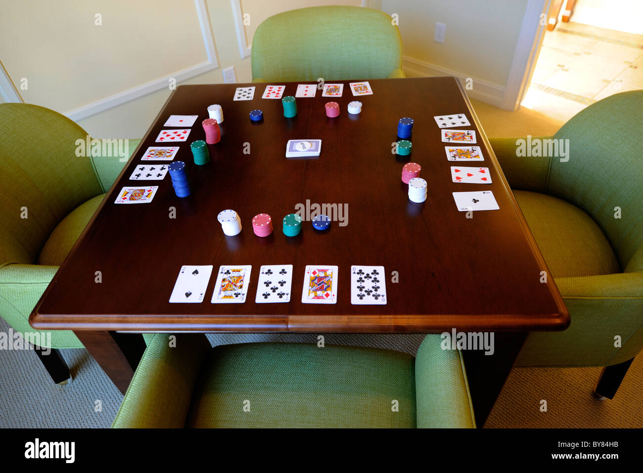 Card playing table for gambling and pleasure Stock Photo - Alamy