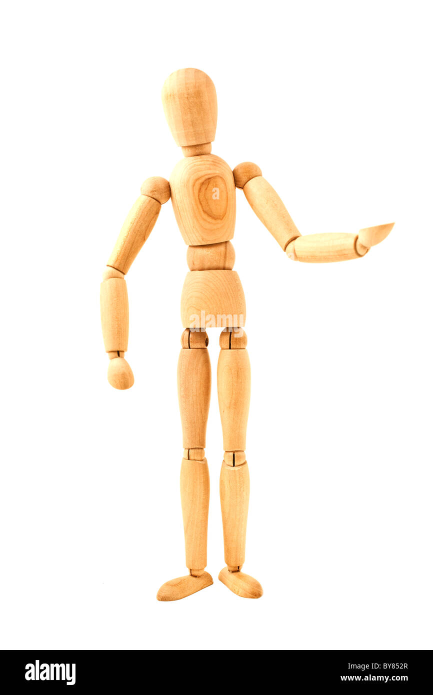 standing wooden dummy isolated on white background Stock Photo - Alamy