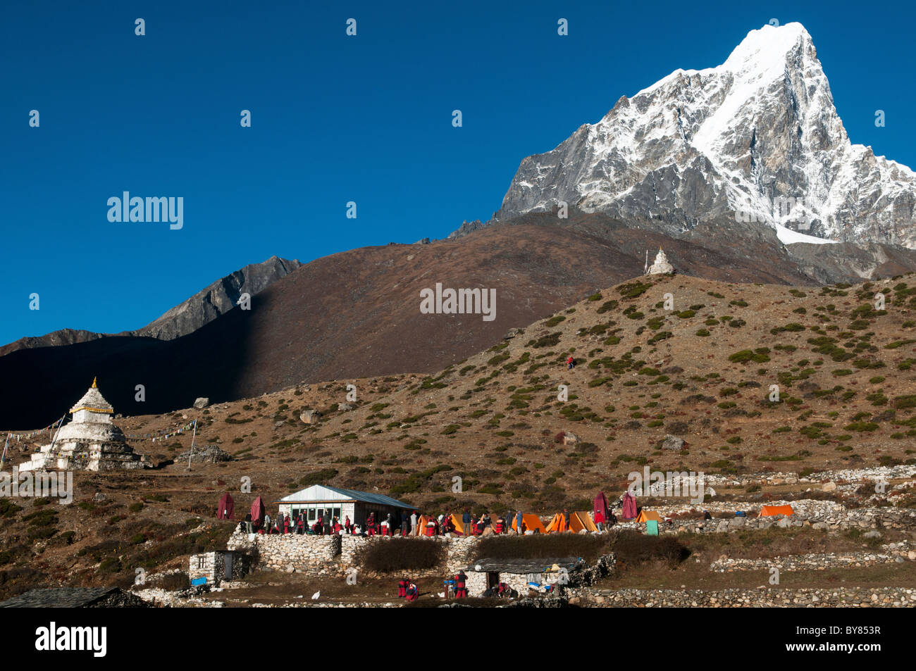 Taboche Peak seen from the village of Dingboche in the Everest Region ...
