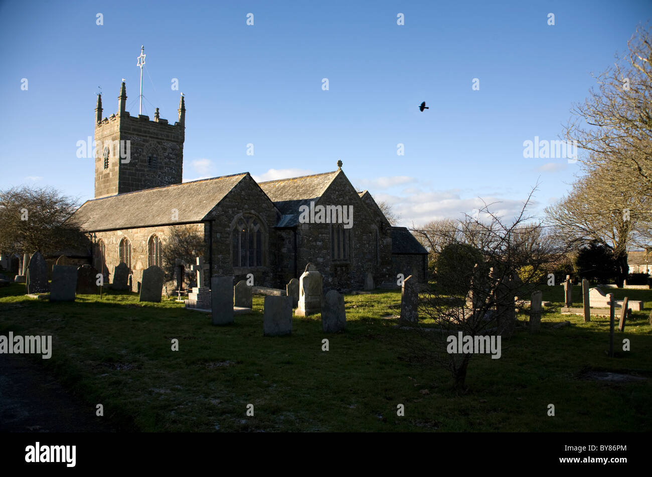 Church at Mullion Cornwall Stock Photo - Alamy