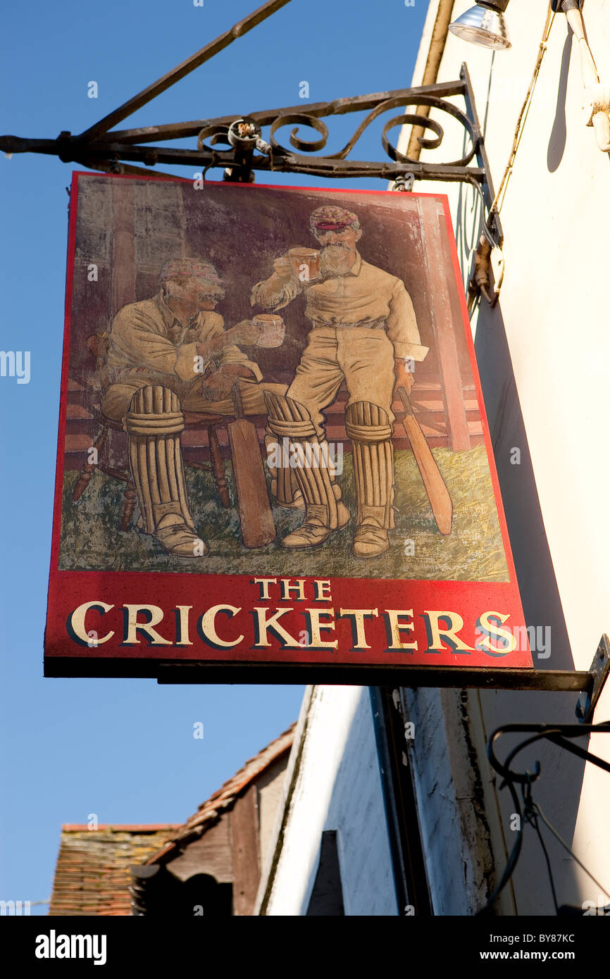 The Cricketers pub sign Canterbury Stock Photo - Alamy