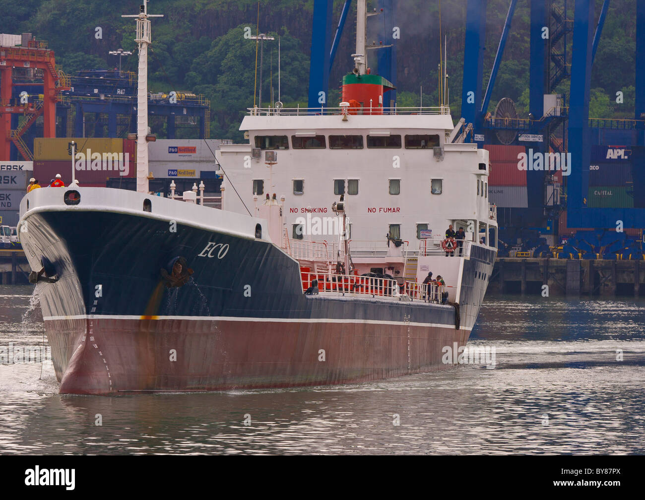 PANAMA CITY, PANAMA - Ship on Panama Canal at Port of Balboa Stock ...