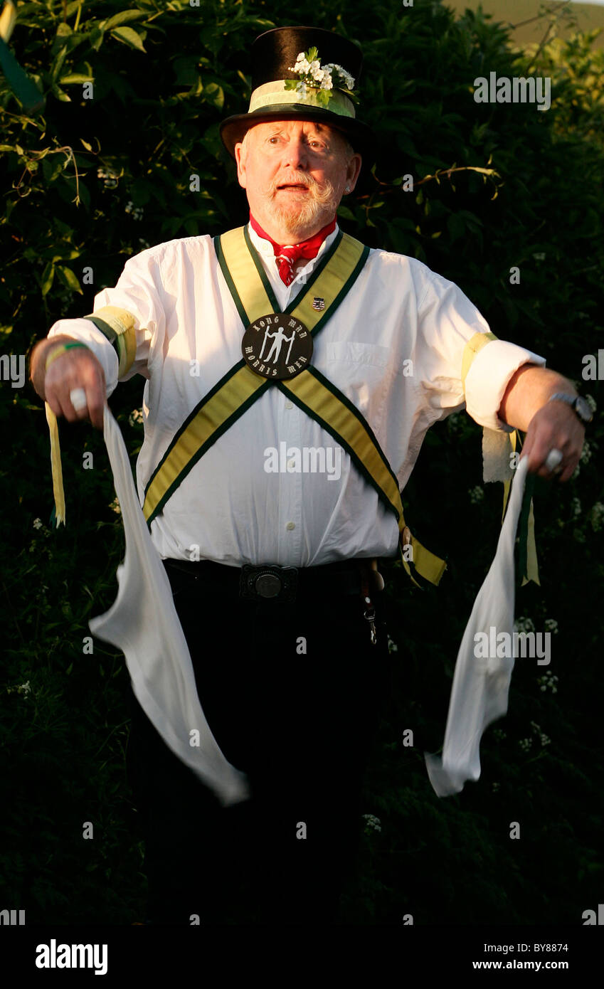 Long Man Morris Men dance at the foot of the Long Man of Wilmington as ...