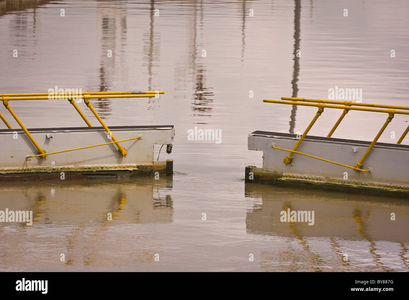 PANAMA - Lock doors opening at Miraflores Locks on Panama Canal Stock ...