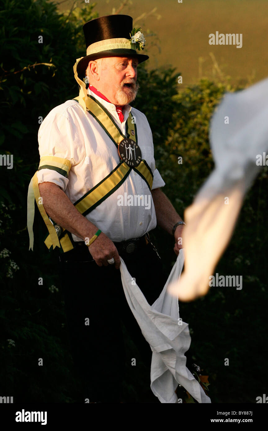 Long Man Morris Men dance at the foot of the Long Man of Wilmington as ...