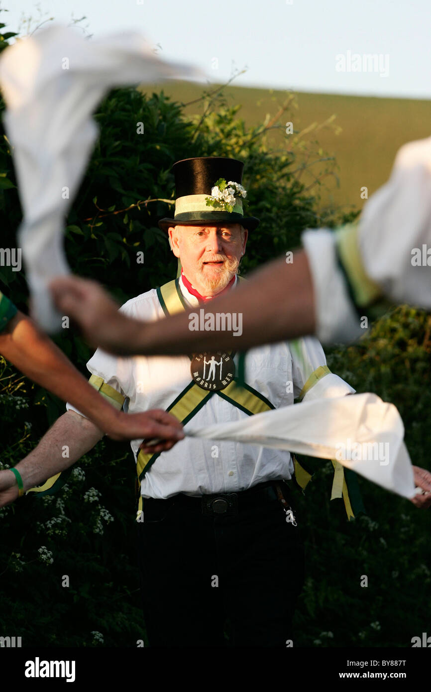 Long Man Morris Men dance at the foot of the Long Man of Wilmington as ...
