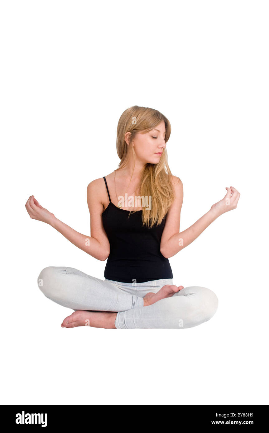 Yoga On white Background Stock Photo - Alamy