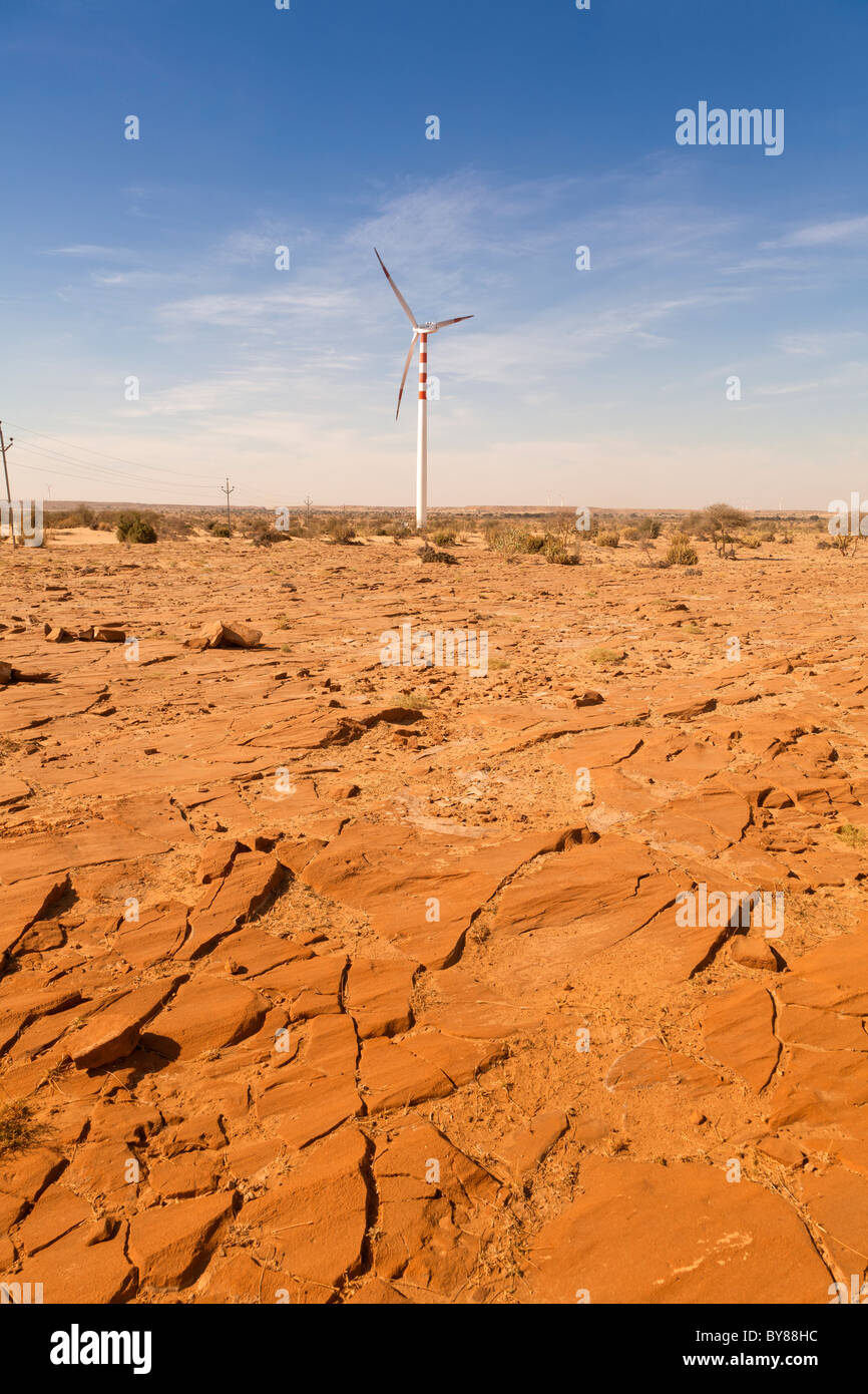 India, Rajasthan, Thar Desert, Wind turbine Stock Photo - Alamy