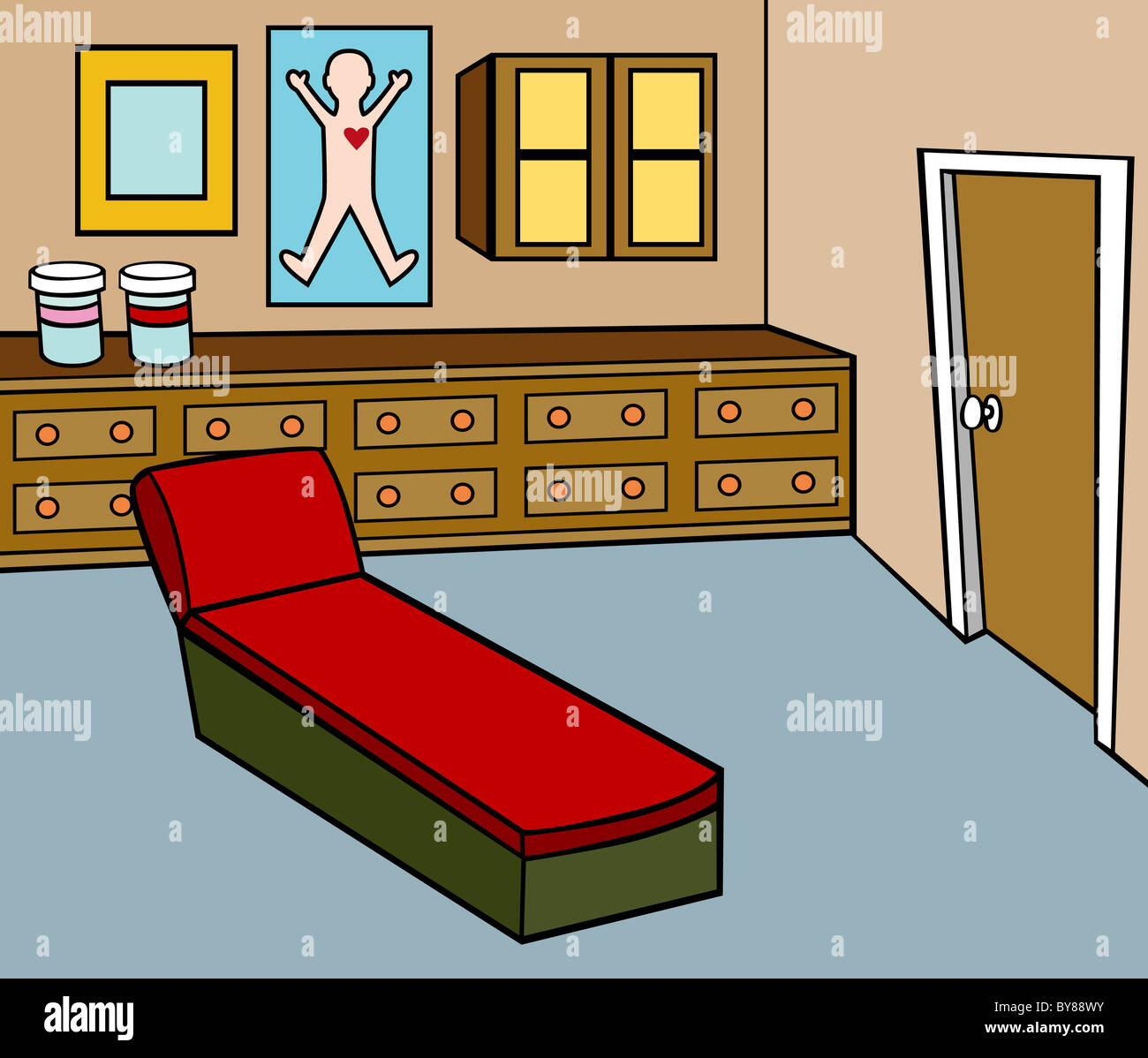Cartoon drawing of a health care exam room Stock Photo - Alamy