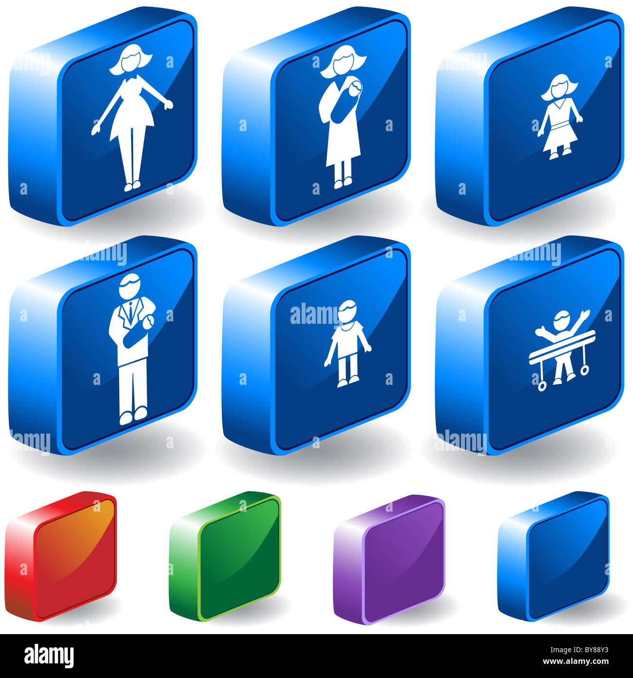 Parents and children vector buttons set hi-res stock photography and ...