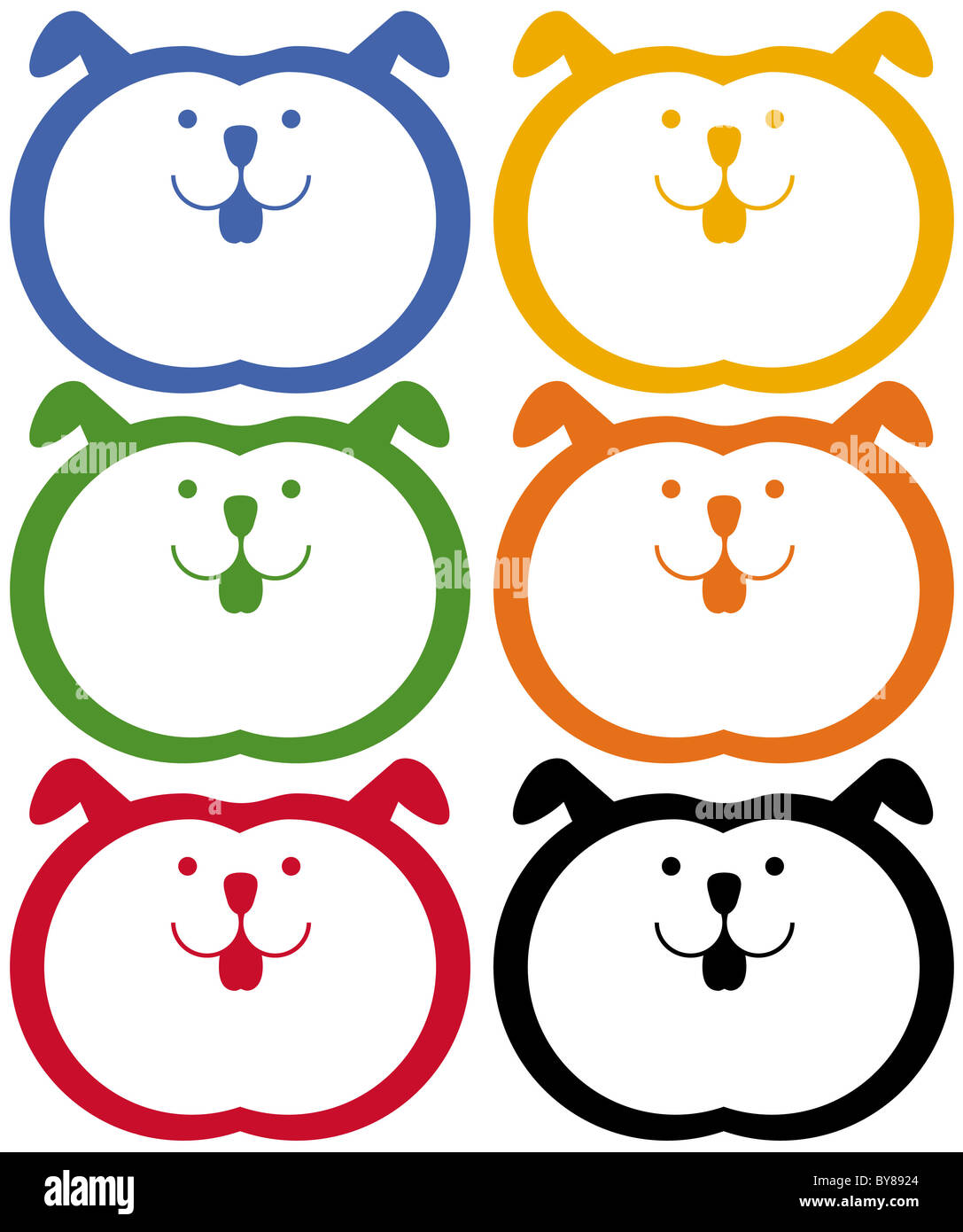Set of 6 dog images in different colors Stock Photo - Alamy