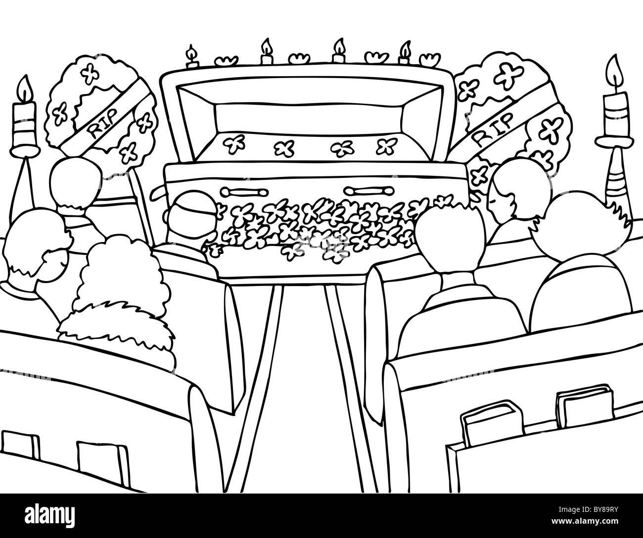 People mourn a lost loved one at a funeral Stock Photo - Alamy
