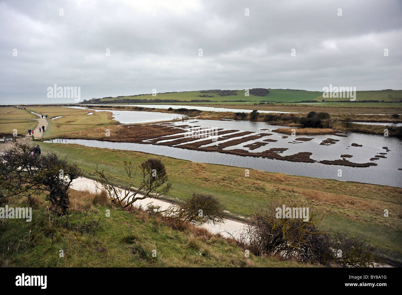 Cuckmere Haven is an area of flood plains in Sussex where the river ...